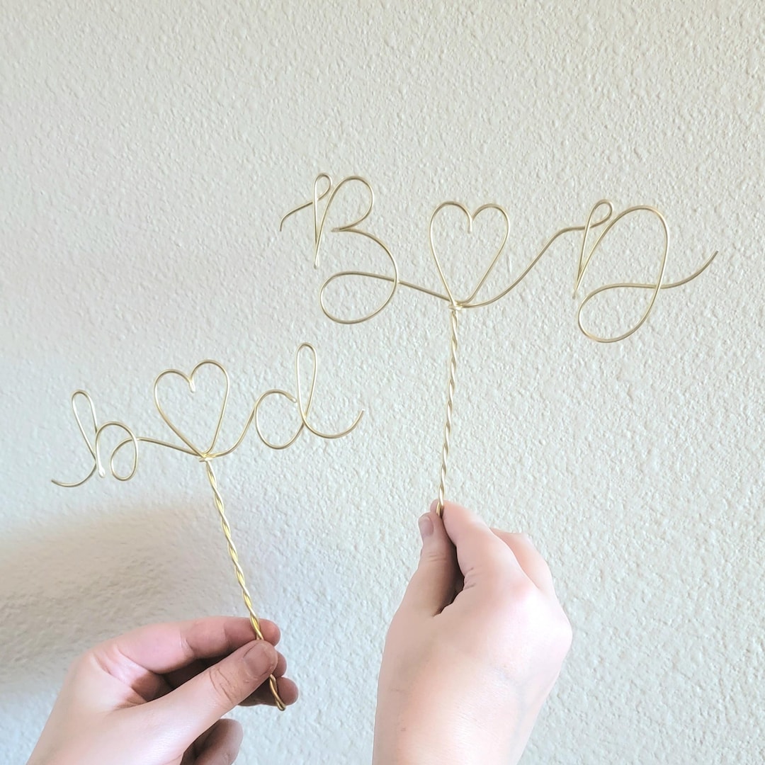 Cursive Initials Wire Cake Topper Monogram Rustic Personalized Custom ...