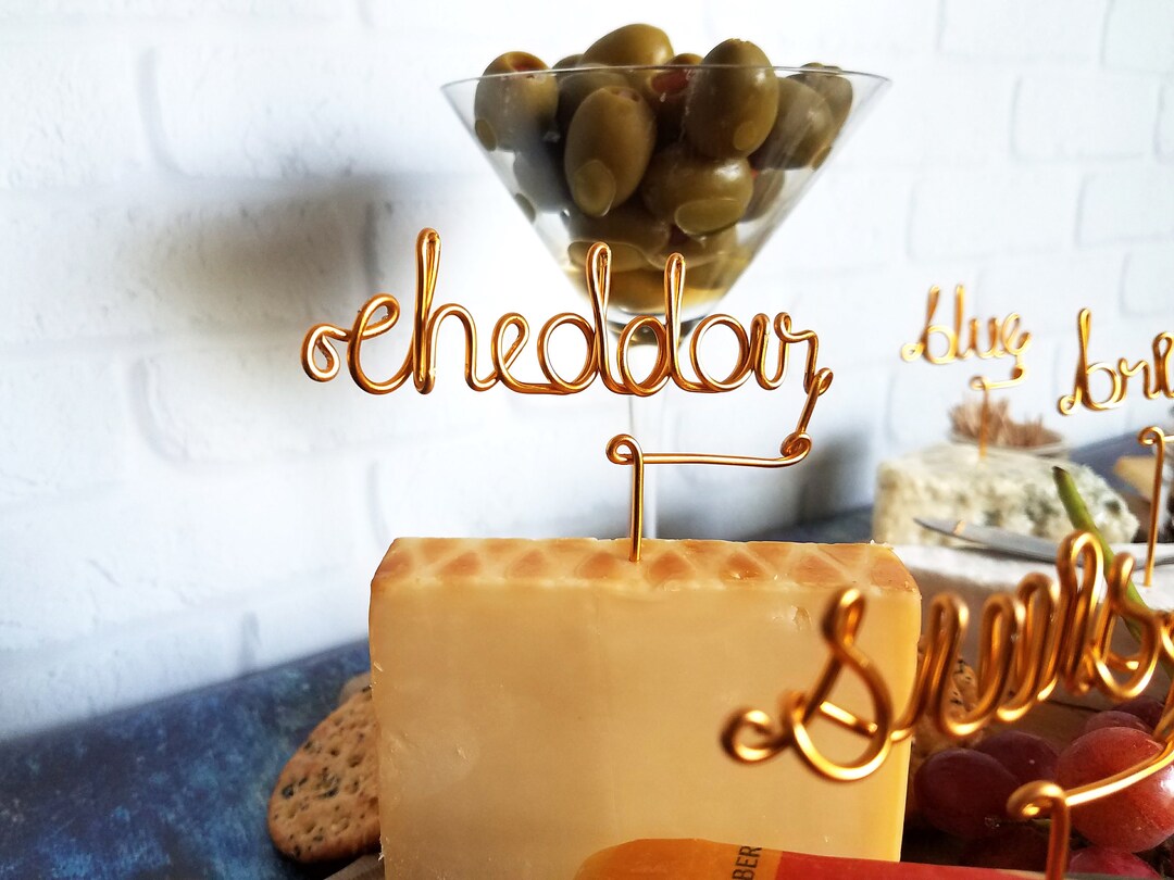 Wire Cheese Markers Rustic Cheese Marker Wine and Cheese Gold Copper ...