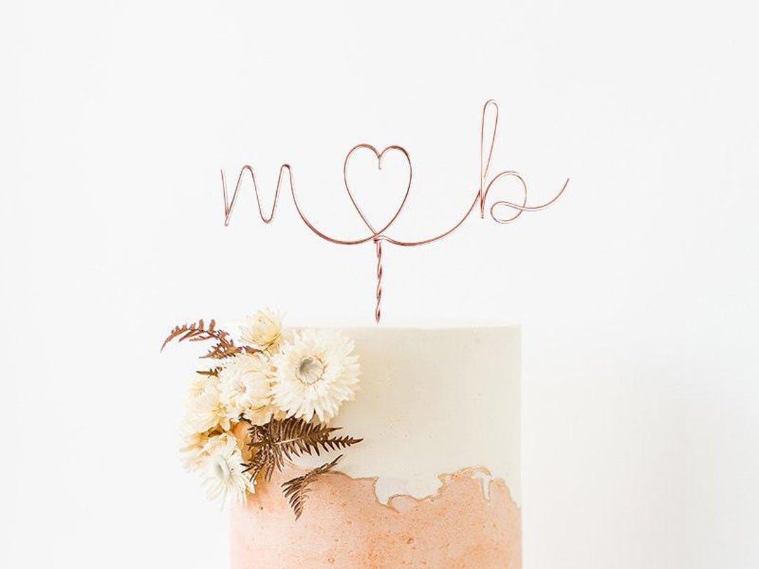 Cursive Initials Wire Cake Topper Monogram Rustic Personalized Custom ...