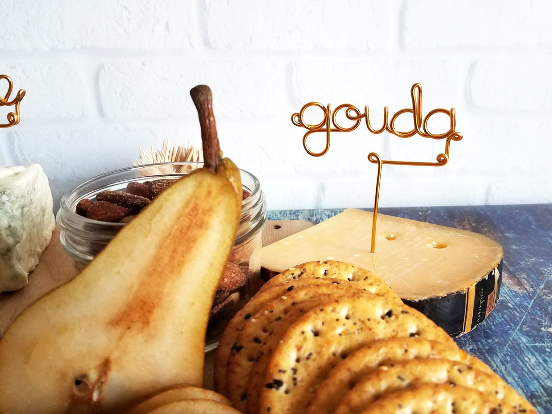 Wire Cheese Markers Rustic Cheese Marker Wine and Cheese Gold Copper ...