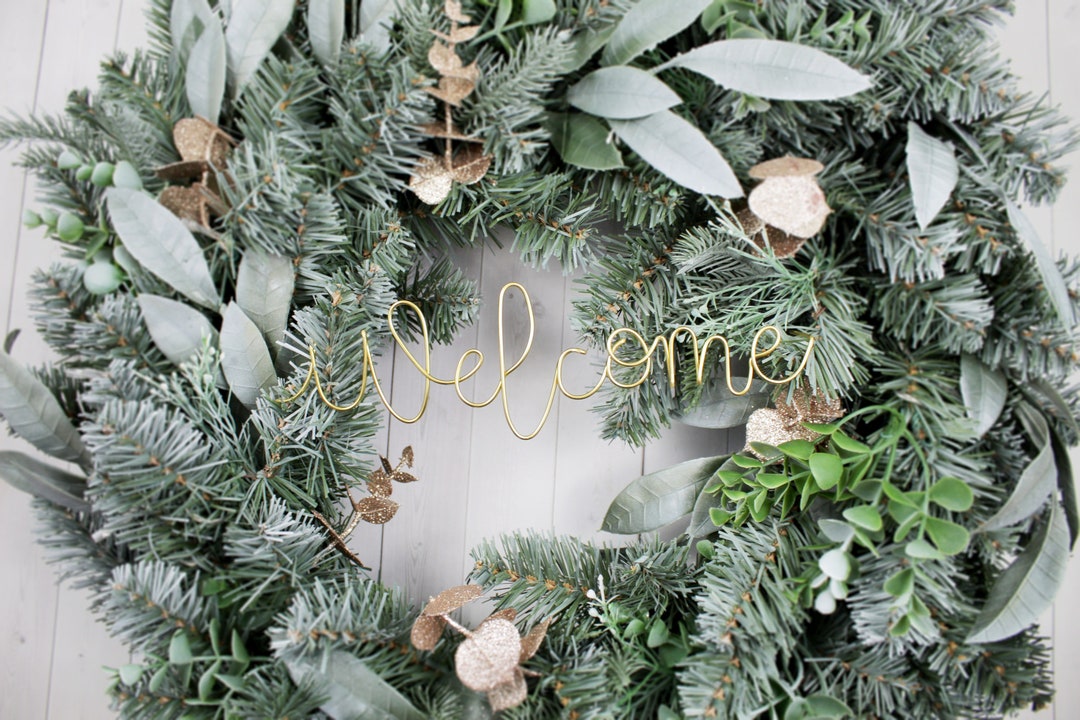 Welcome Wire Words Only for Wreath Wall Home Rustic Farmhouse Front ...