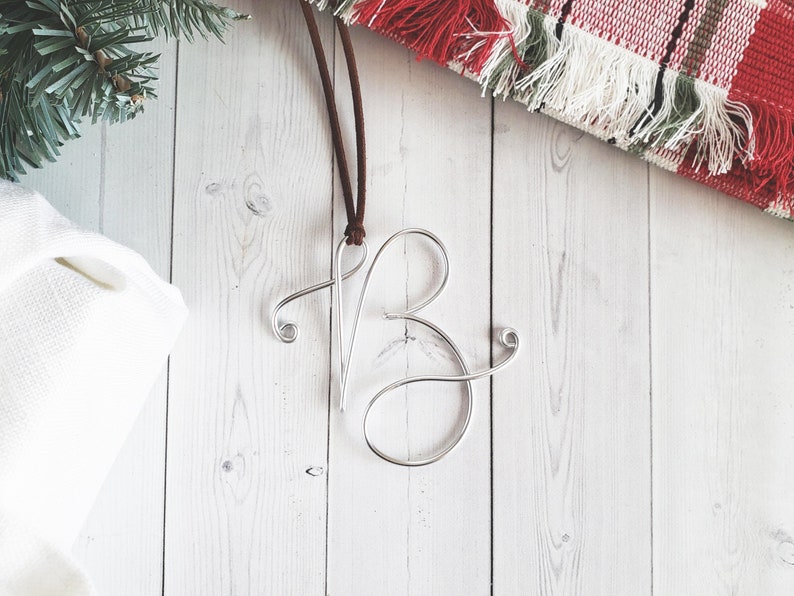 Custom Wire Initial Gift Tags Monogram Suede Leather Bauble | Etsy