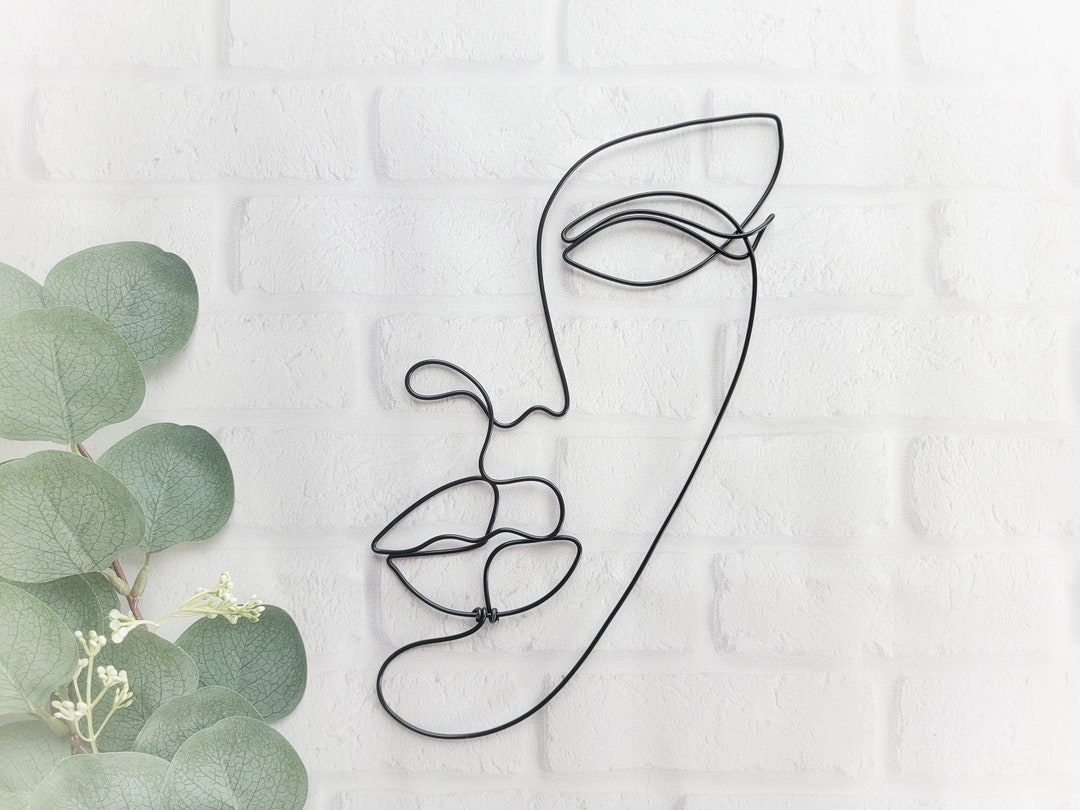 Female Portrait Wire Sculpture Wall Hanging Single Line Art Decoration ...