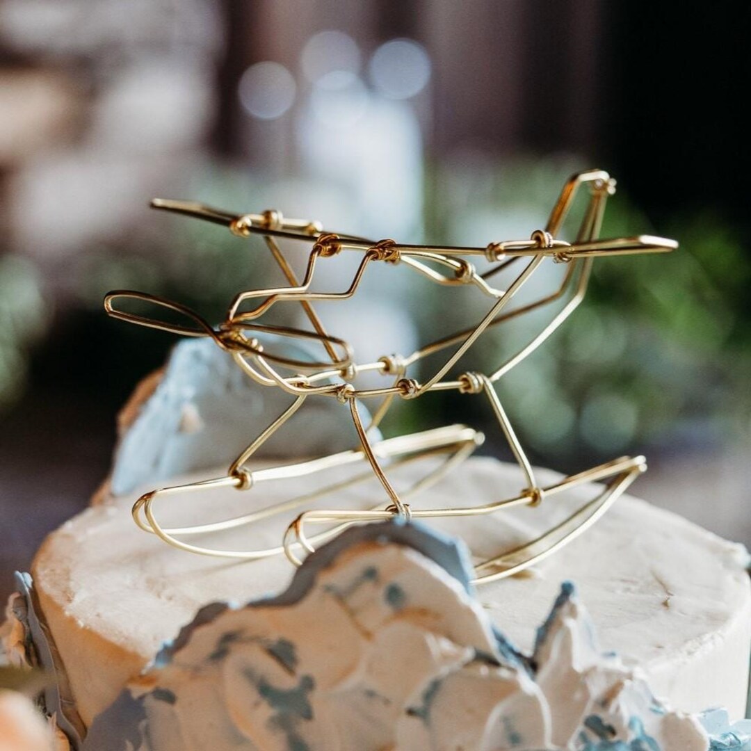 Wire 3D Airplane Sea Plane Cake Topper Pilot Flying Aeronautics ...