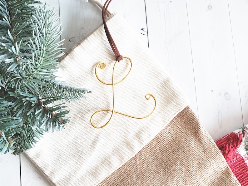 Custom Wire Initial Gift Tags Monogram Suede Leather Bauble | Etsy