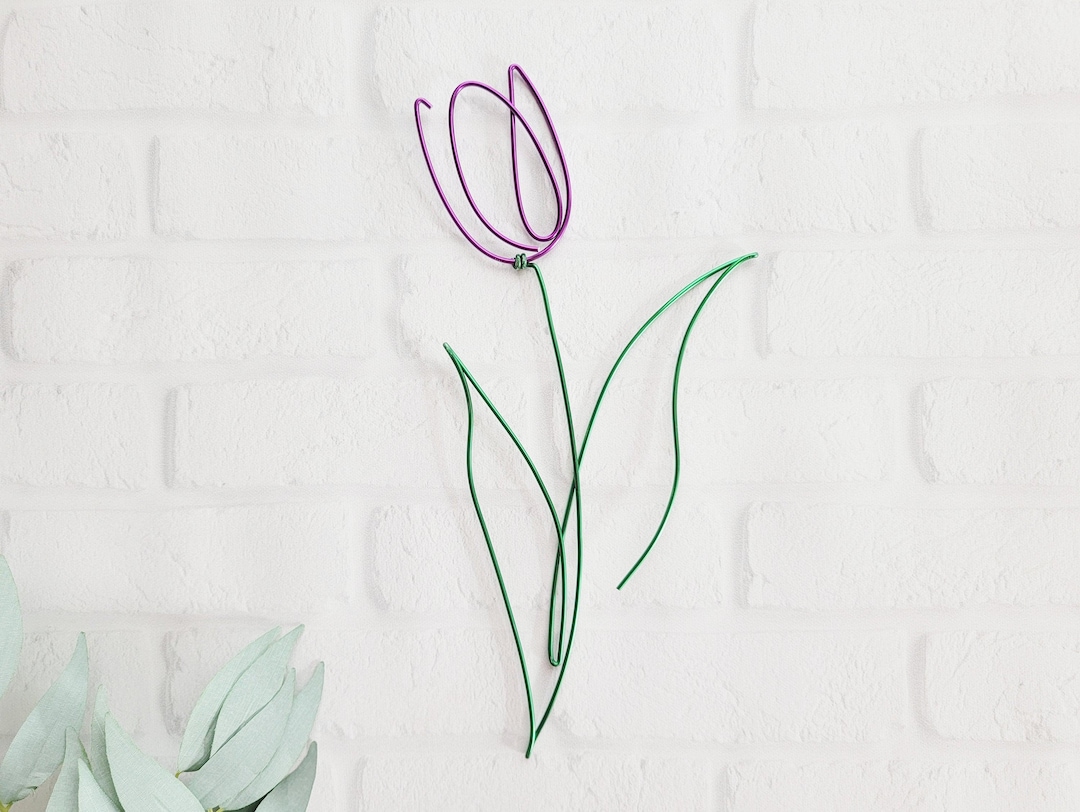 Tulip Flower Sculpture Wall Hanging Single Line Art Decoration Floral ...