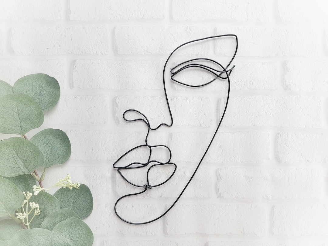 Female Portrait Wire Sculpture Wall Hanging Single Line Art Decoration ...