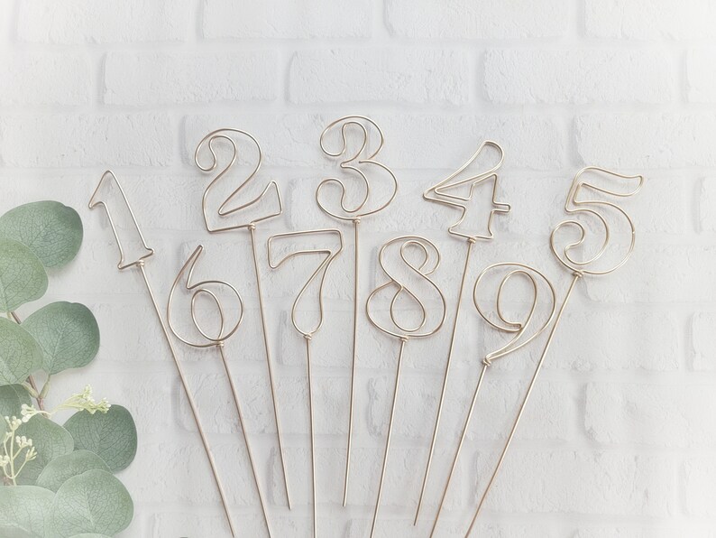 Retro Font Wire Table Numbers Rustic Elegant Wedding - Etsy