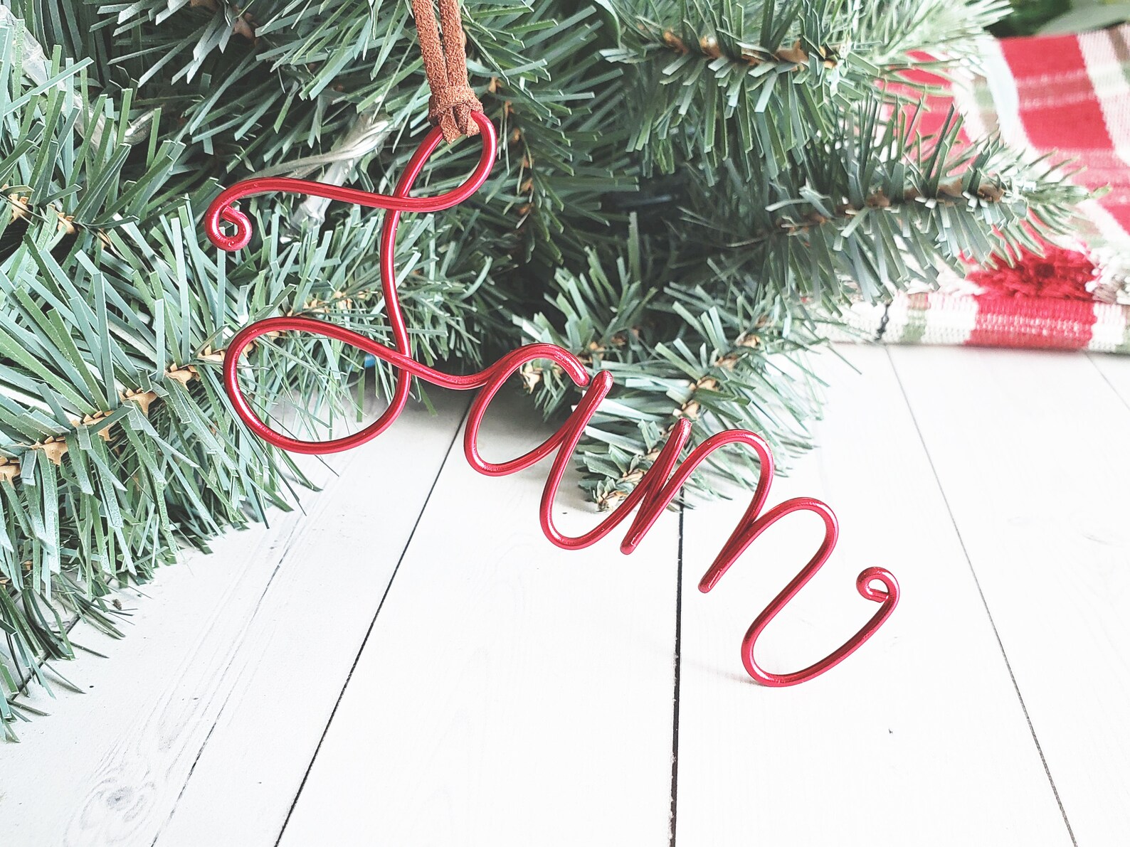 Custom Wire Name Gift Tags Monogram Suede Leather Bauble - Etsy