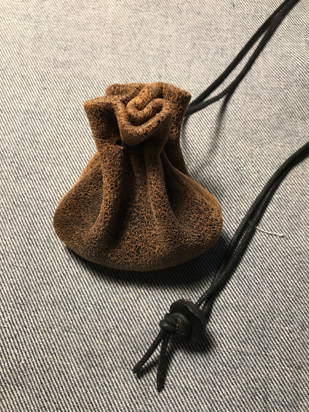 Leather Neck Pouchsmall Neck Pouch,drawstring Pouch, Bag,distressed ...