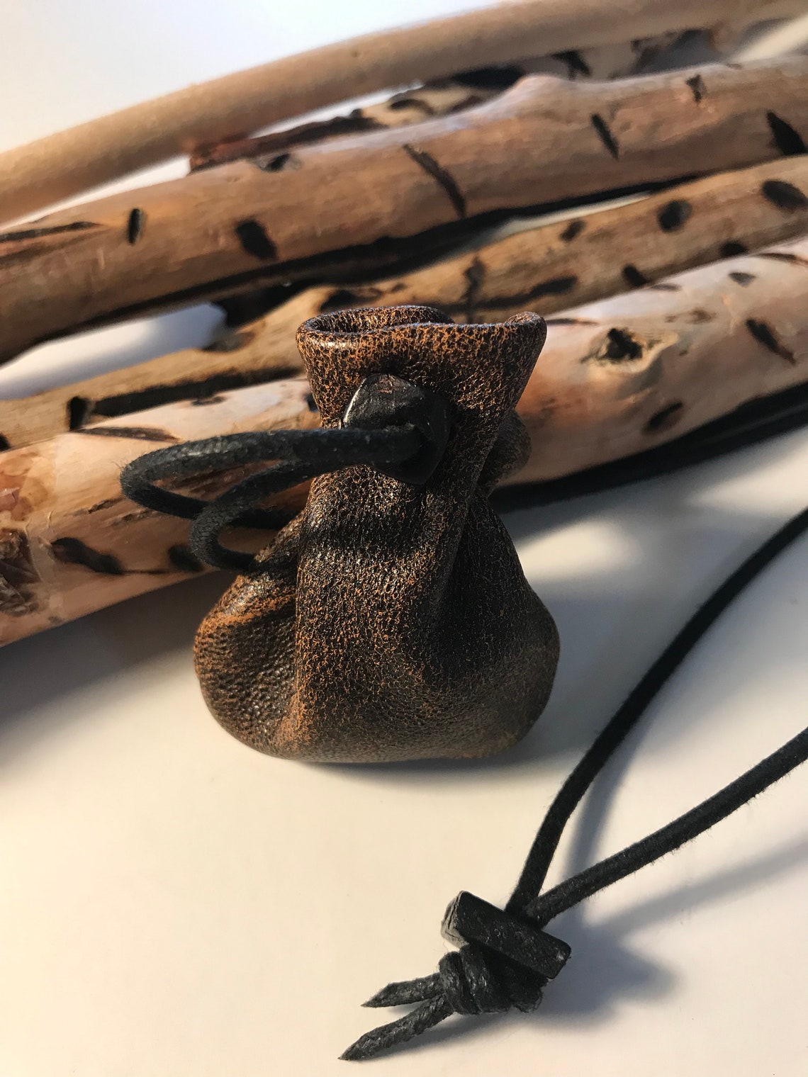 Leather Neck Pouchsmall Size Leather Pouch Necklacemedicine - Etsy