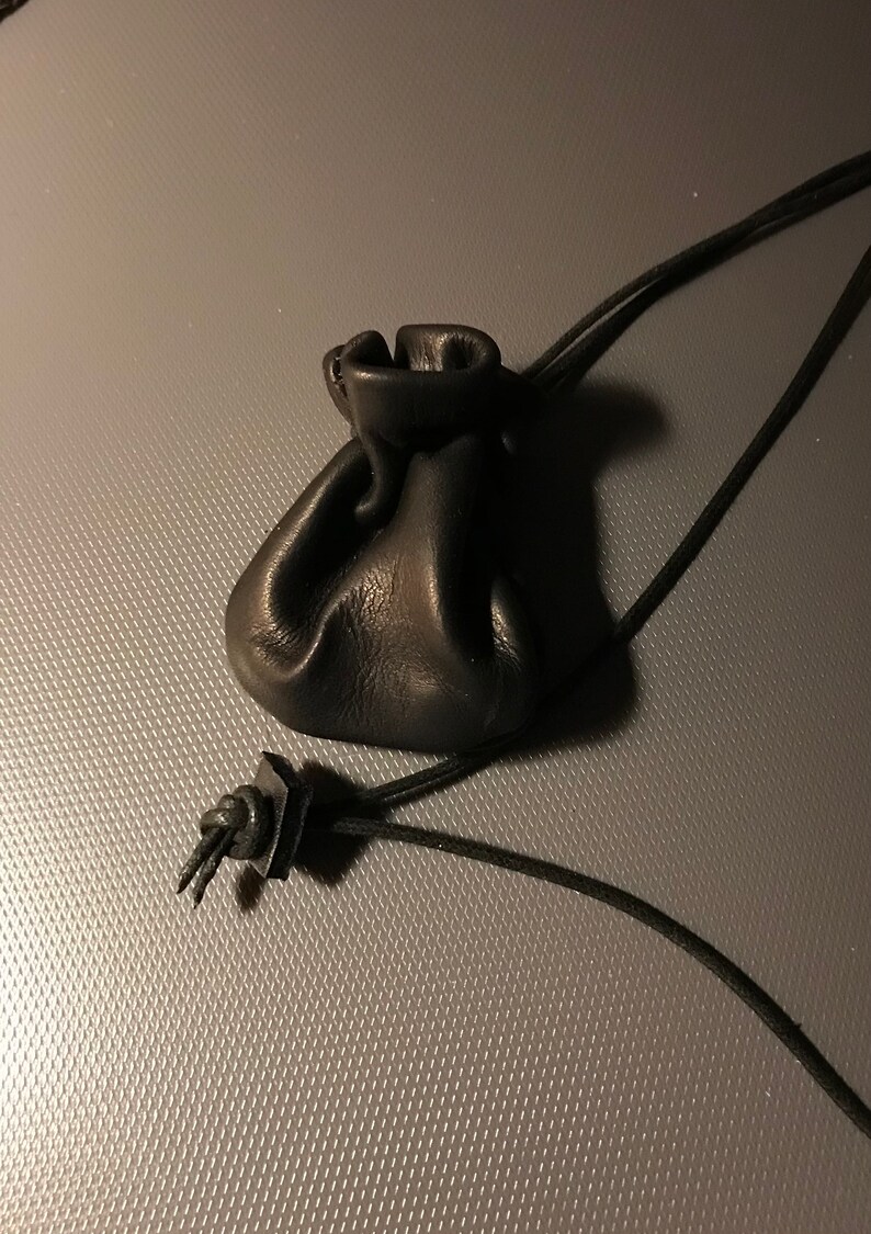 Black Leather Neck Pouch Bag Men's Necklace Pouch Bag - Etsy