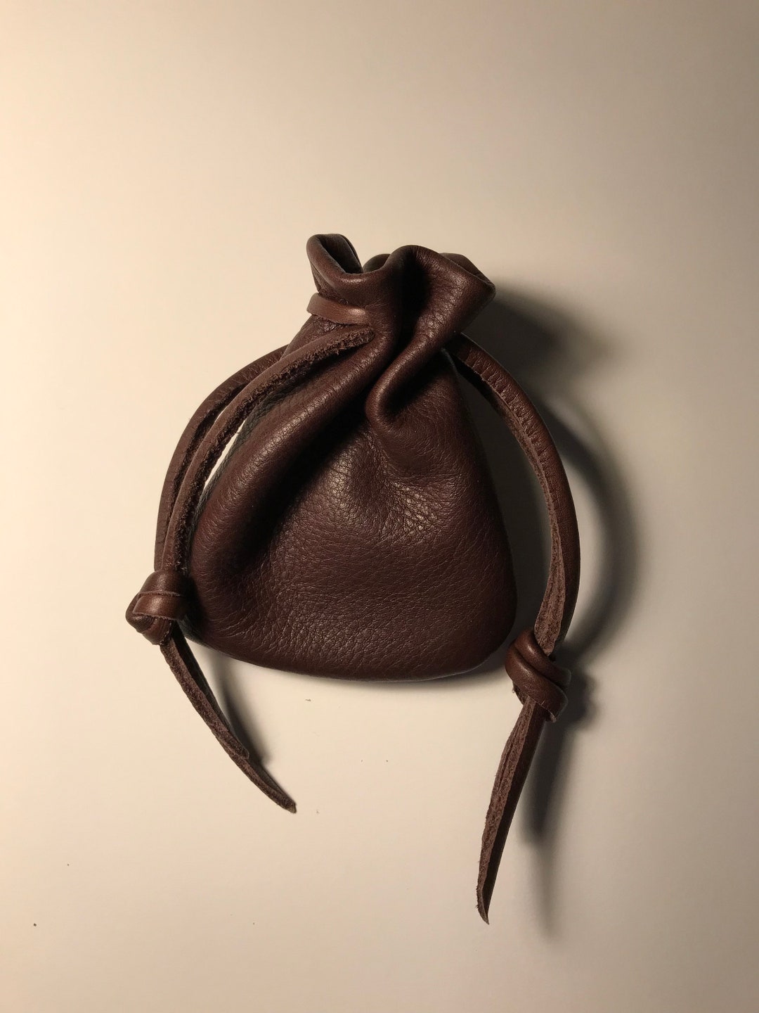 Leather Pouch, Leather Drawstring Pouch, Full Grain Cowhide - Brown - Etsy