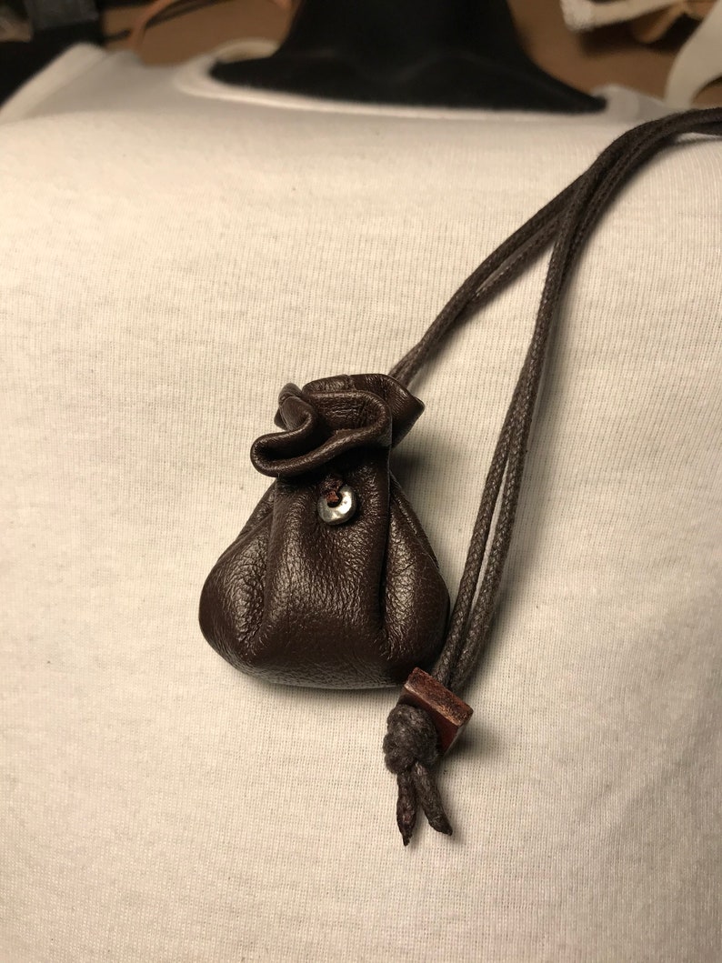 Chocolate Brown Leather Neck Pouch. Pouch for Neck Medicine - Etsy