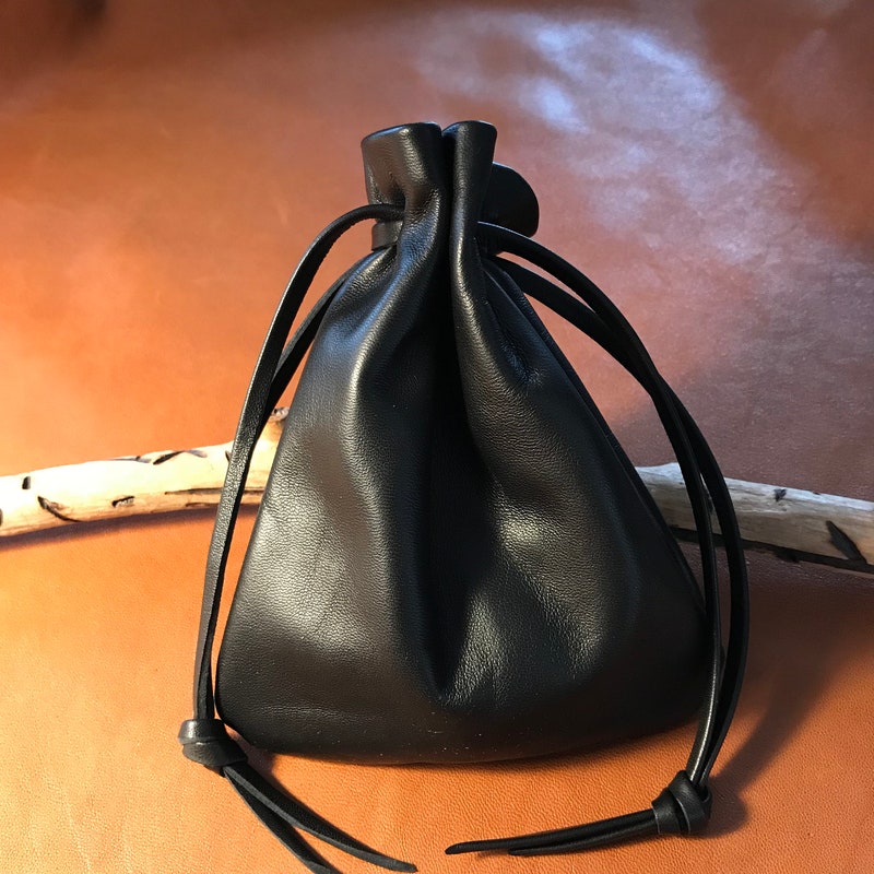 Leather Drawstring Pouch - Etsy