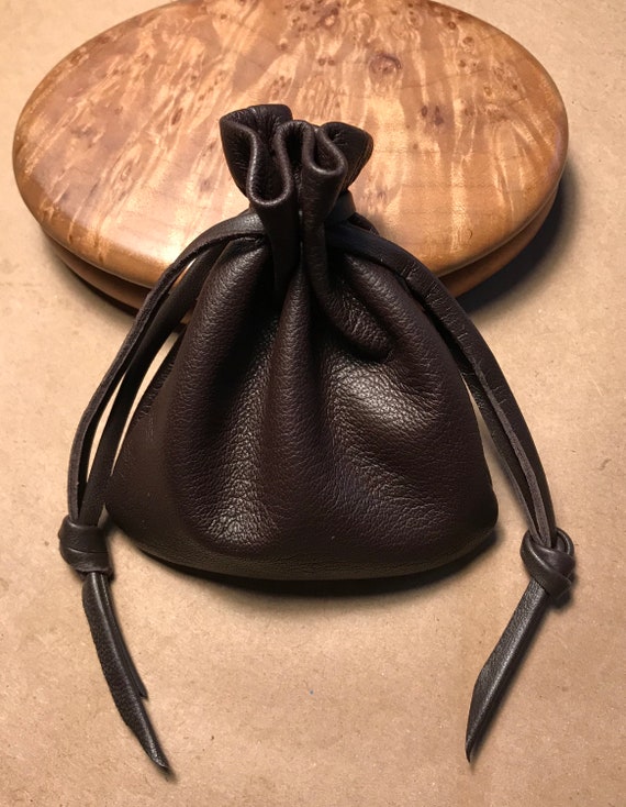 Large Leather Drawstring Pouchbrown Leather Baghealing - Etsy