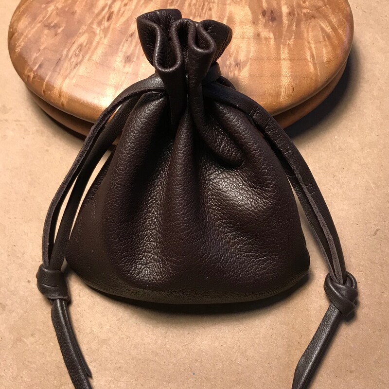 Leather Drawstring Pouch - Etsy