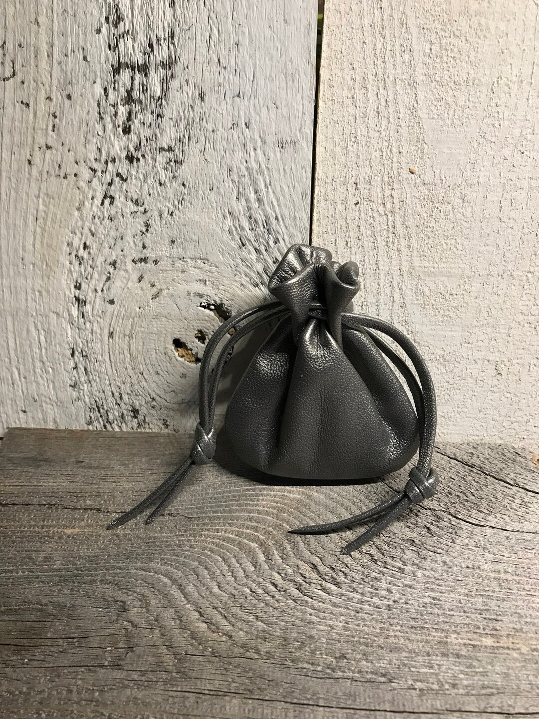 Small Leather Pouch Bag, Matte Silver, Coin Pouch, Medicine Bag,ring ...