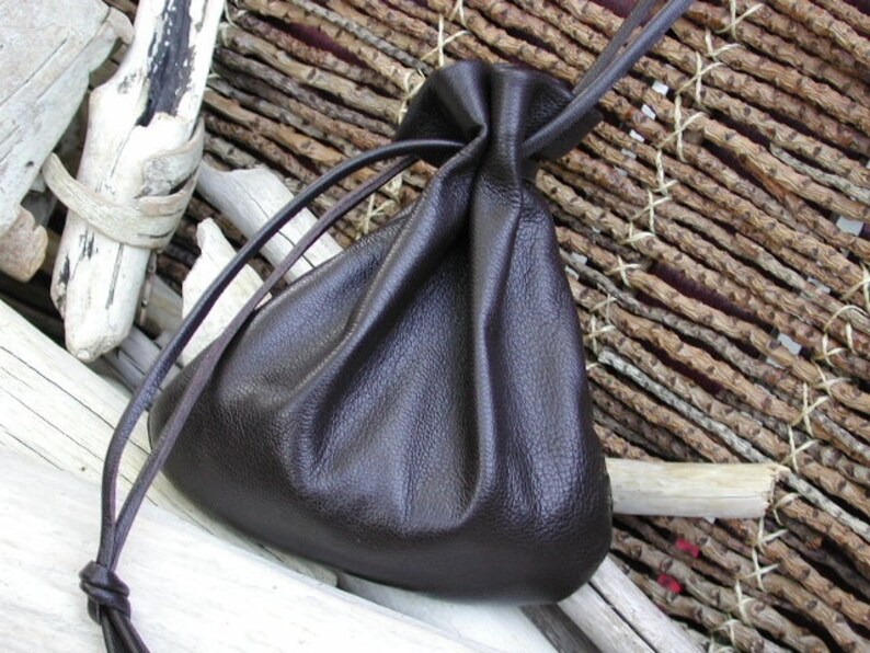 Large Brown Drawstring Pouch Bag Nappa Italian - Etsy
