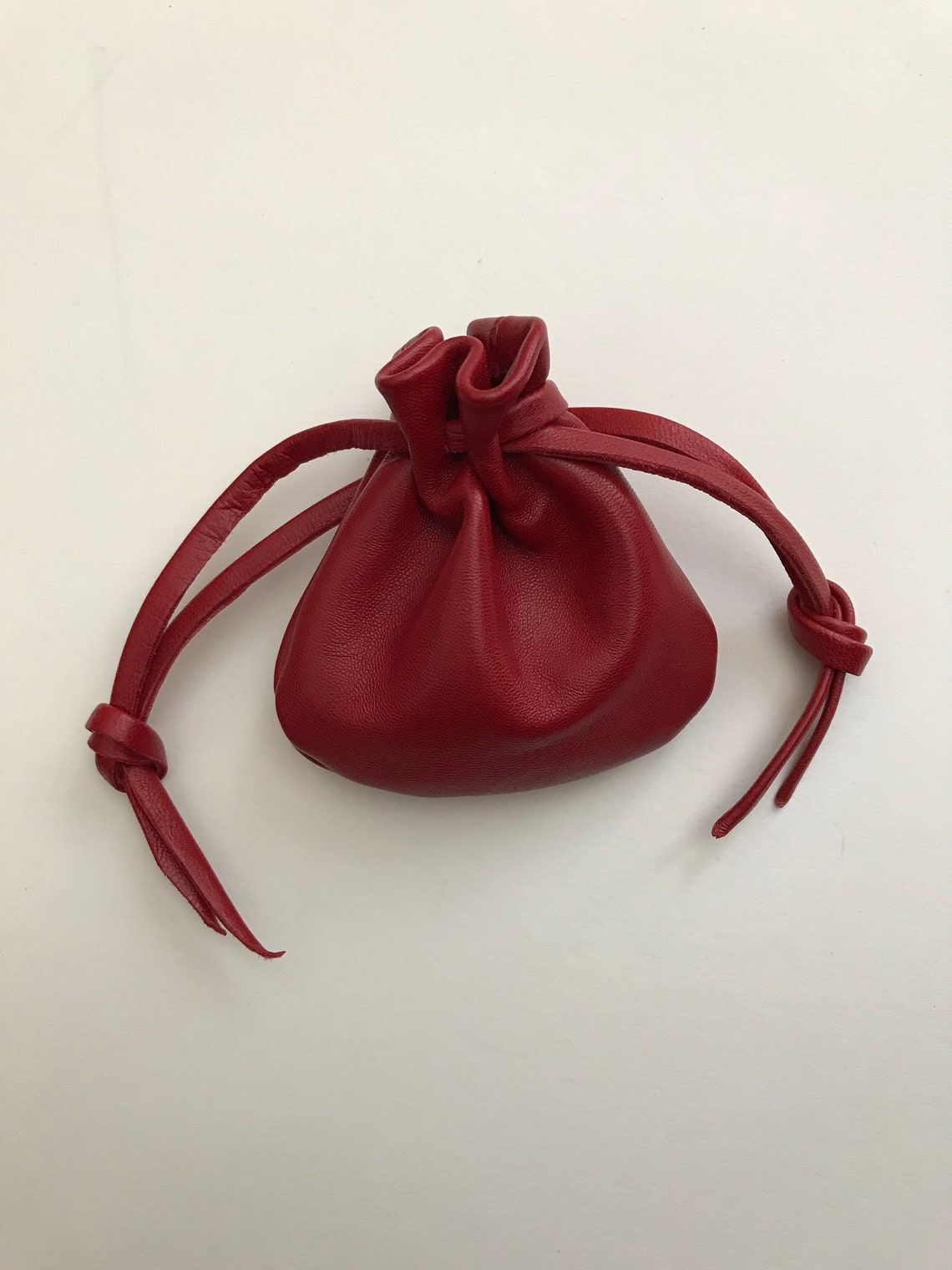 Handmade Leather Sack Bag - Coin Purse - Red Coin Pouch - Coin Sack ...