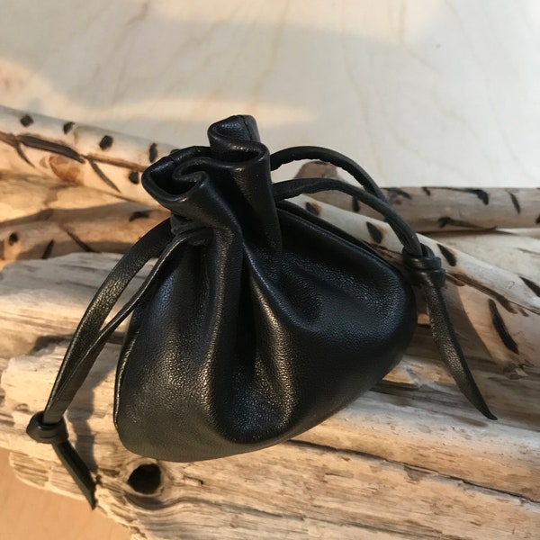 Leather Drawstring Pouch - Etsy