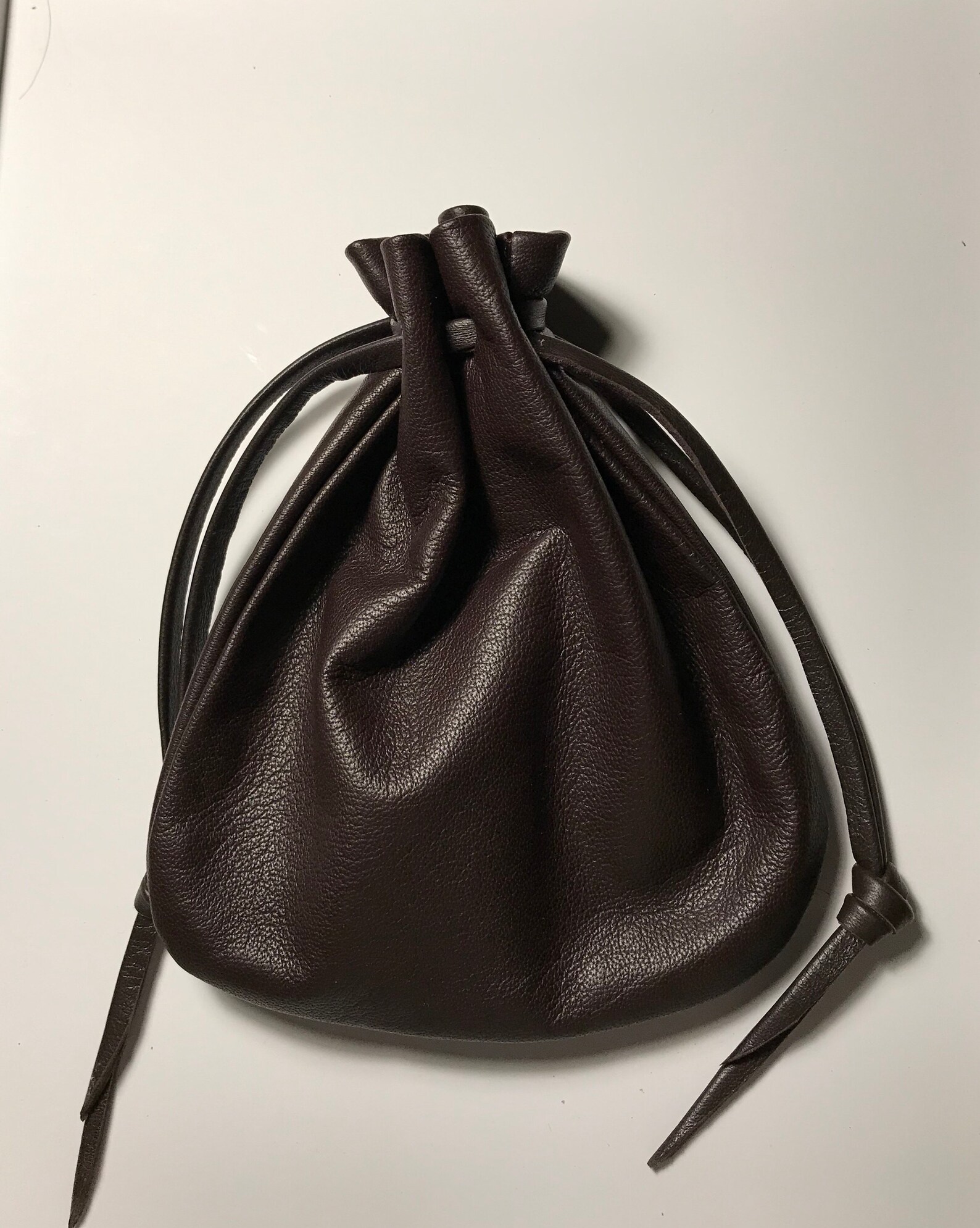 Large Leather Drawstring PouchBrown Leather BagHealing | Etsy