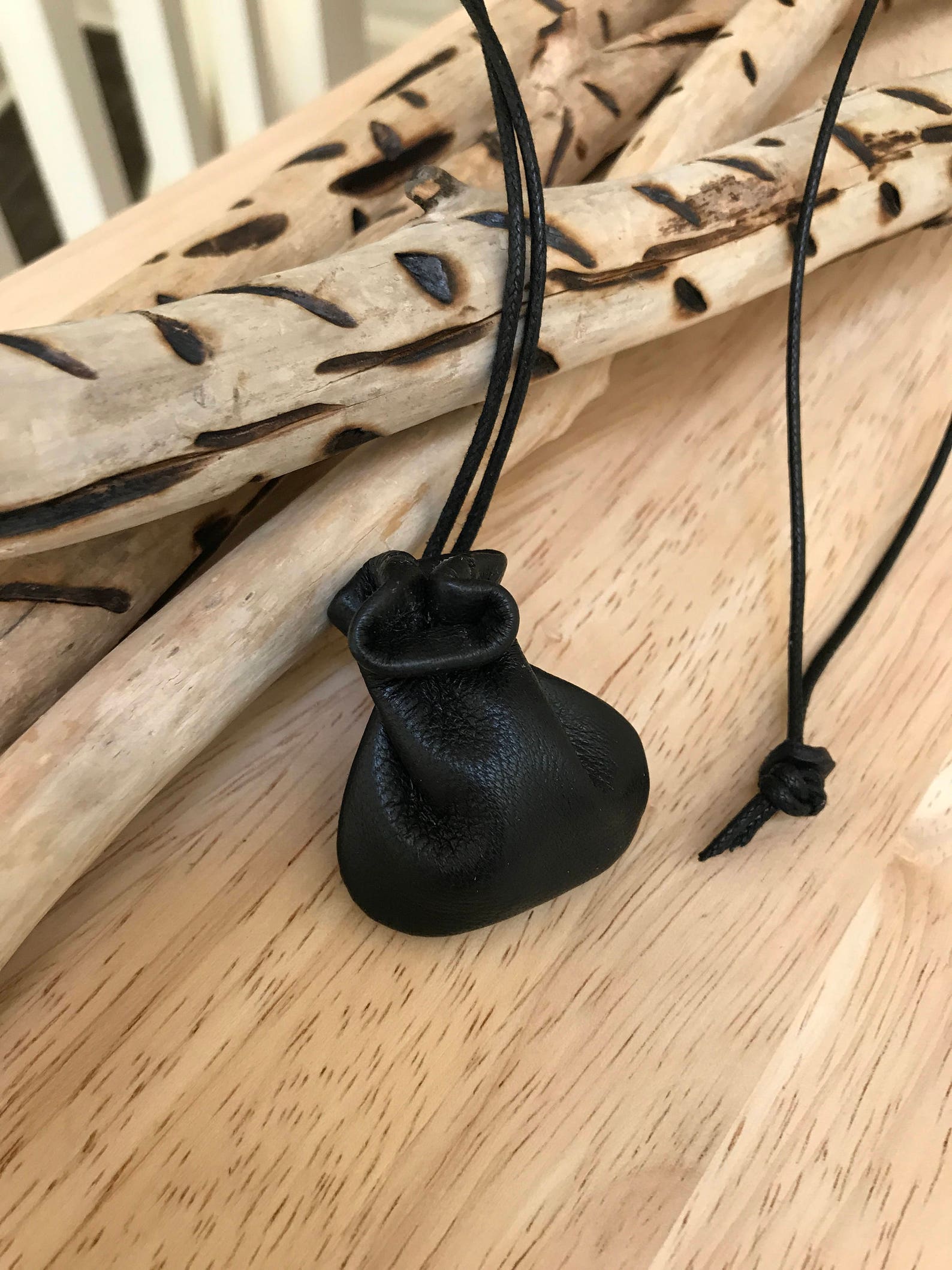 Black Leather Neck Pouch Bag Men's Necklace Pouch Bag - Etsy