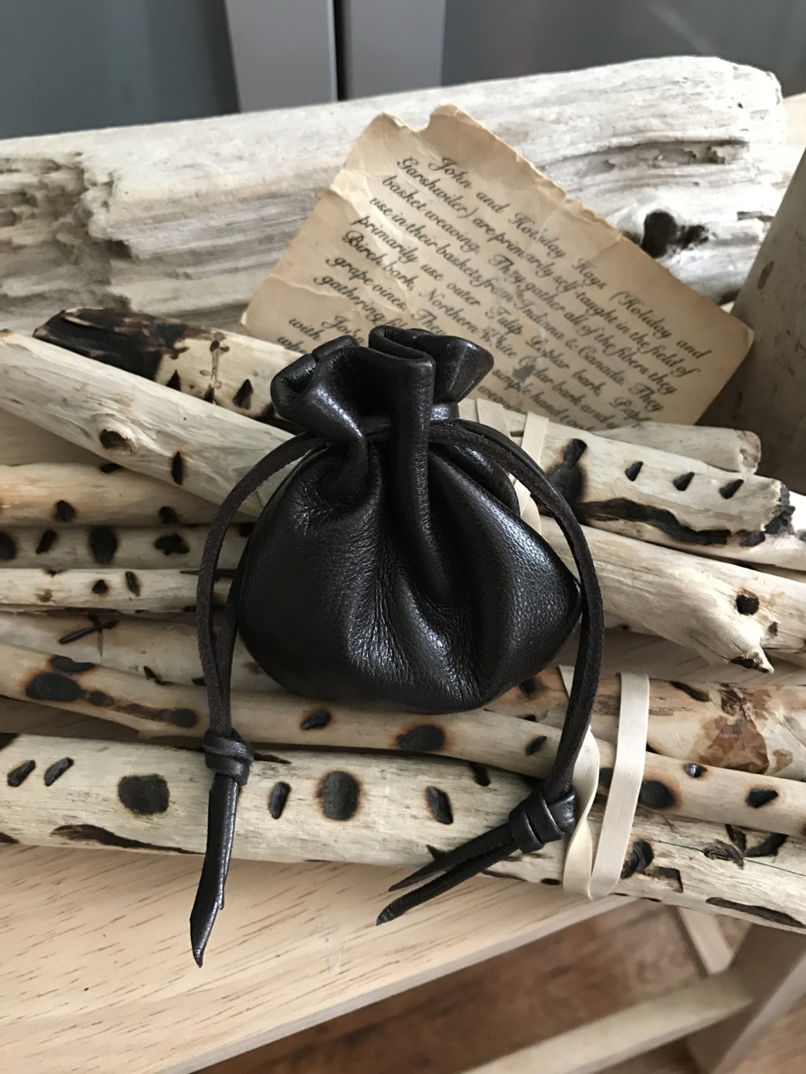 Leather Drawstring Pouch Bag,black Bag,dice Bag,coin Pouch,jewelry ...