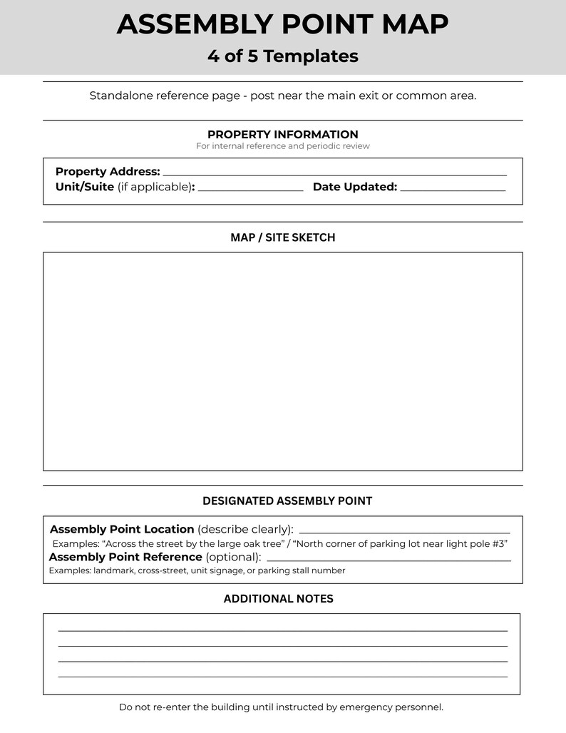 Fire Evacuation Plan Template Bundle for Small Business and Airbnb ...