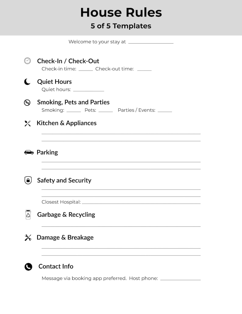 Fire Evacuation Plan Template Bundle for Small Business and Airbnb ...