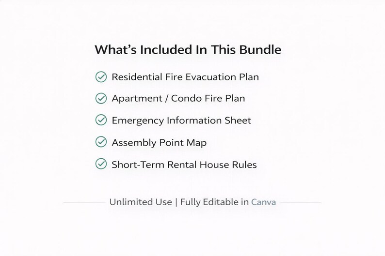 Fire Evacuation Plan Template Bundle for Small Business and Airbnb ...