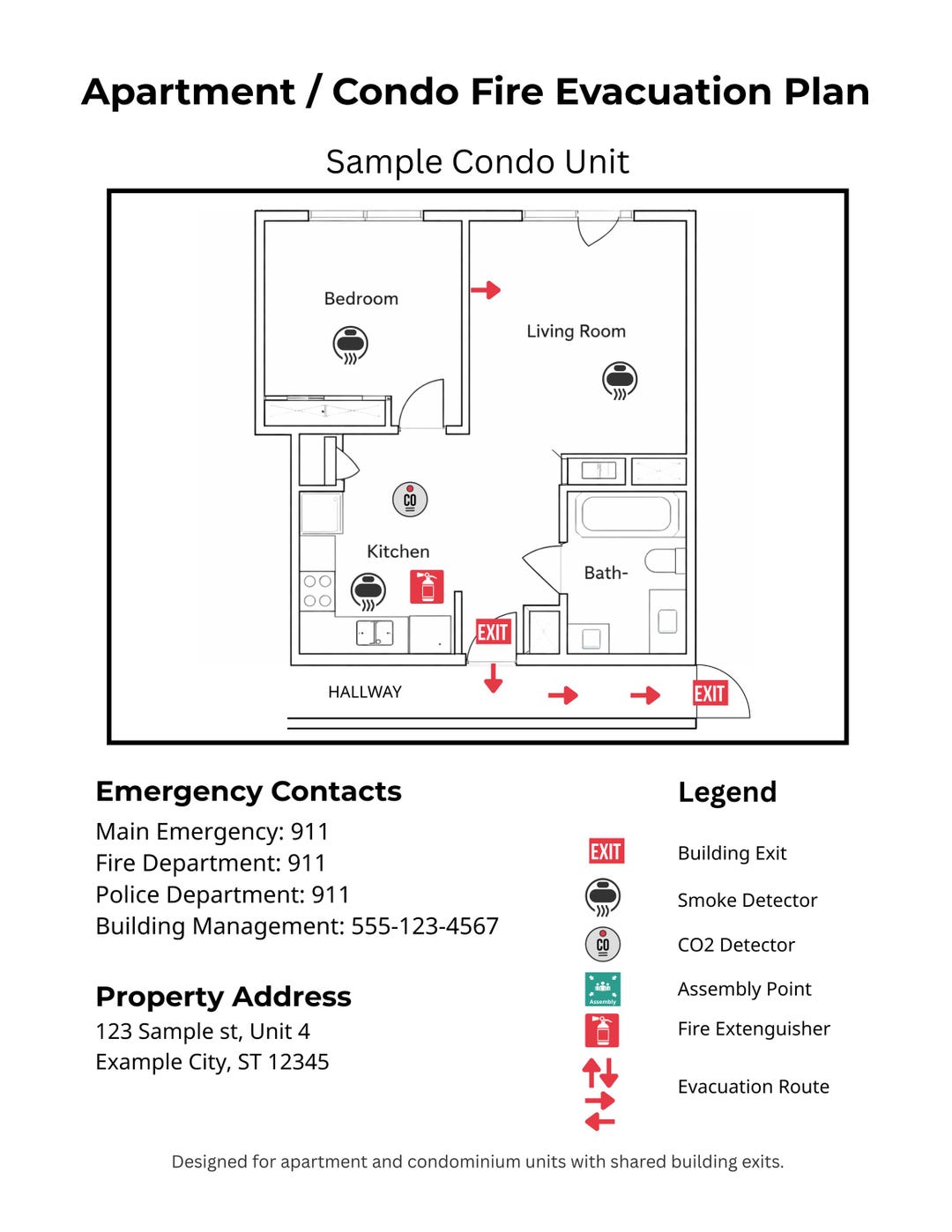 Fire Evacuation Plan for Apartment & Condo Units | Editable Canva ...