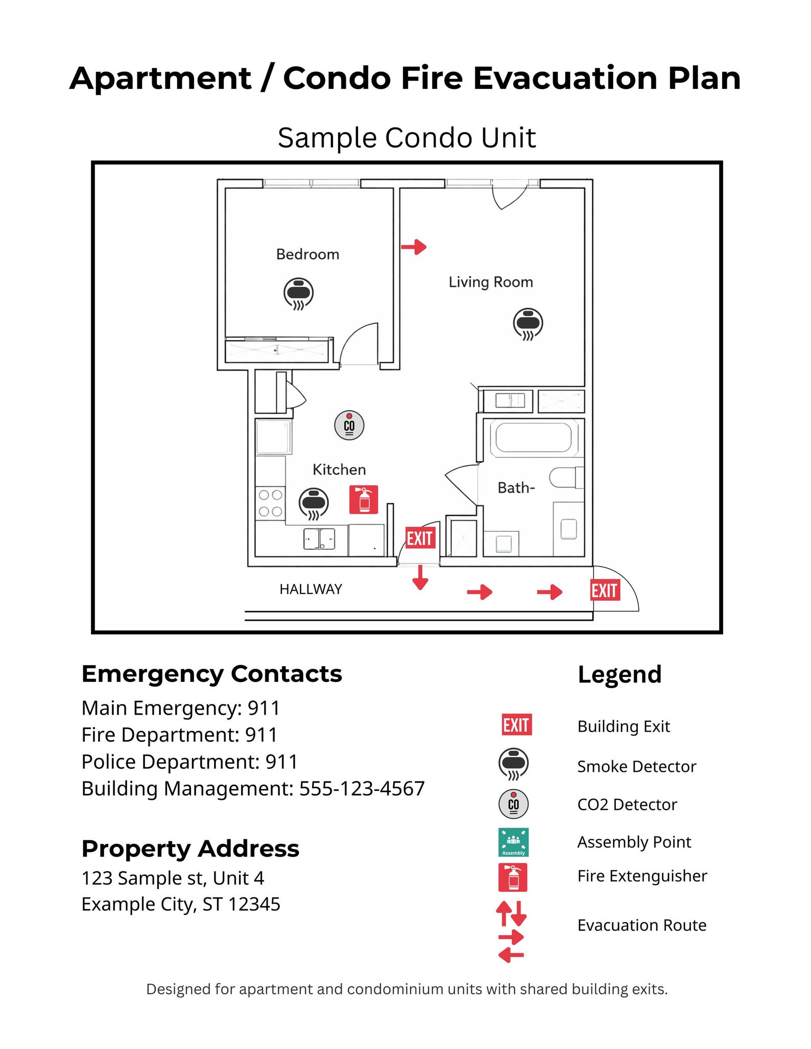 Fire Evacuation Plan for Apartment & Condo Units | Editable Canva ...