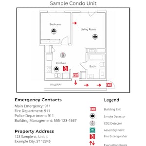 Apartment & Condo Fire Evacuation Plan | Editable Canva Template ...