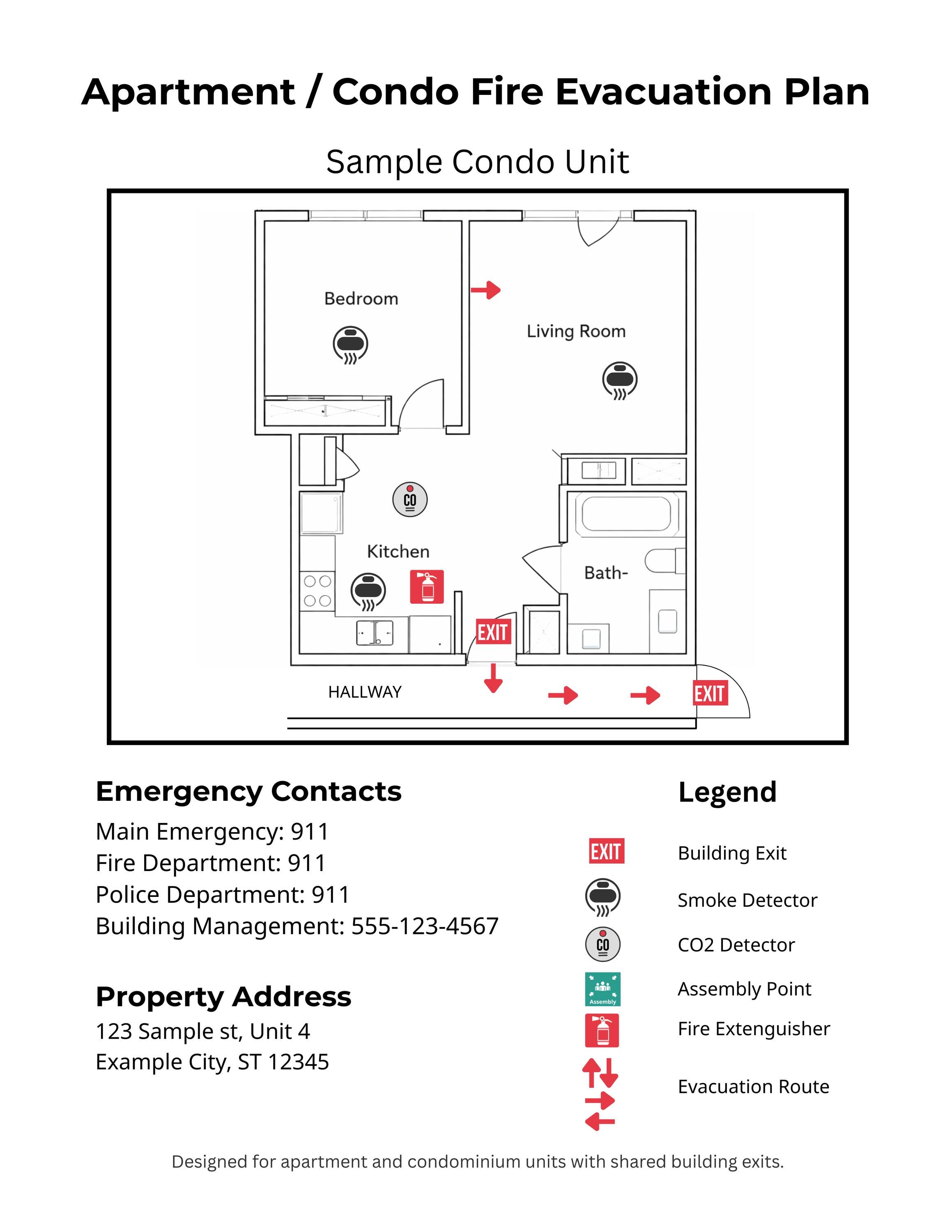 Fire Evacuation Plan for Apartment & Condo Units | Editable Canva ...