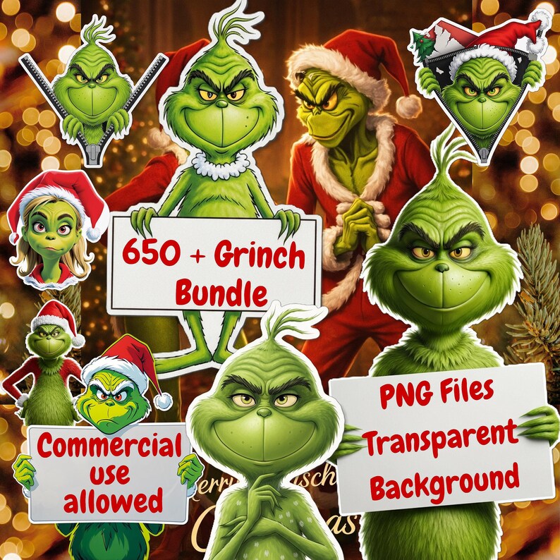 Grinch Christmas 650 + Fussy PNG Bundle | Grinch-inspired ...