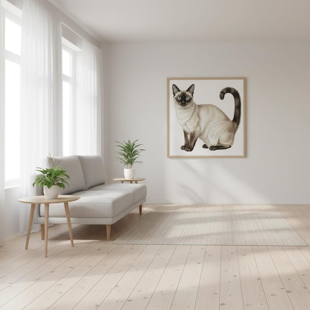 Siamese Cat Art Print: Realistic Detail, Blue Eyes (digital Download ...
