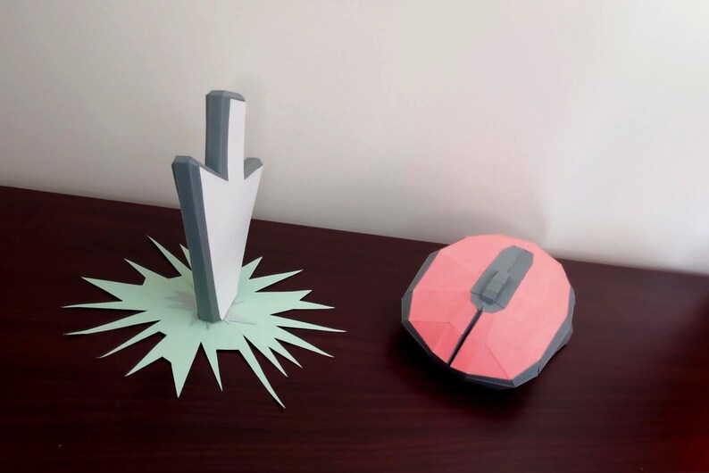Giant Computer Mouse & Its Cursor Papercraft – Quirky Geek Office Decor ...