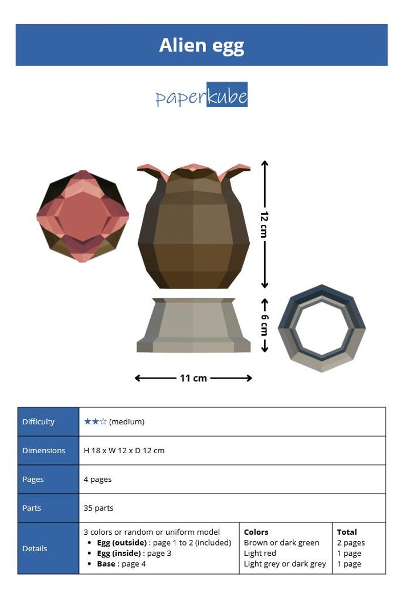Alien Egg Papercraft / Pencil Holder – 3D Paper Model to Print, Craft ...