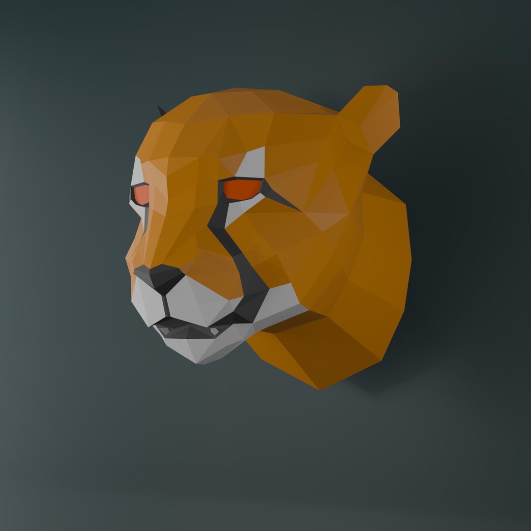 Cheetah Head Trophy, DIY Low-poly 3D Paper Craft, Digital Download to ...
