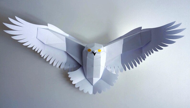 Snowy Owl Papercraft Wall Art Template PDF | Flying Owl 3D Paper ...