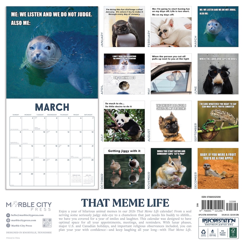 2026 That Meme Life Monthly Calendar - Etsy