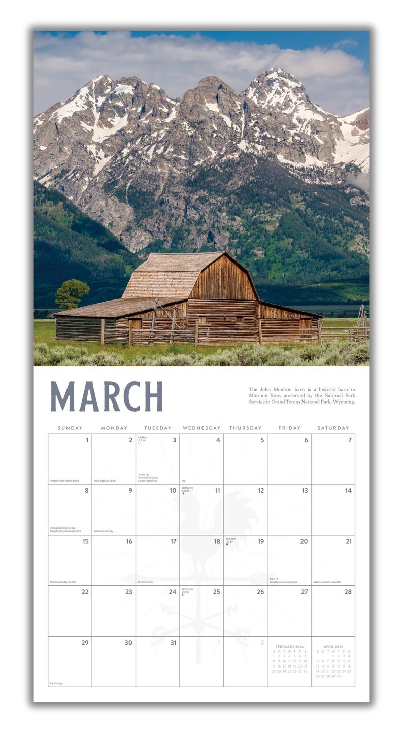 2026 Barns Monthly Calendar - Etsy
