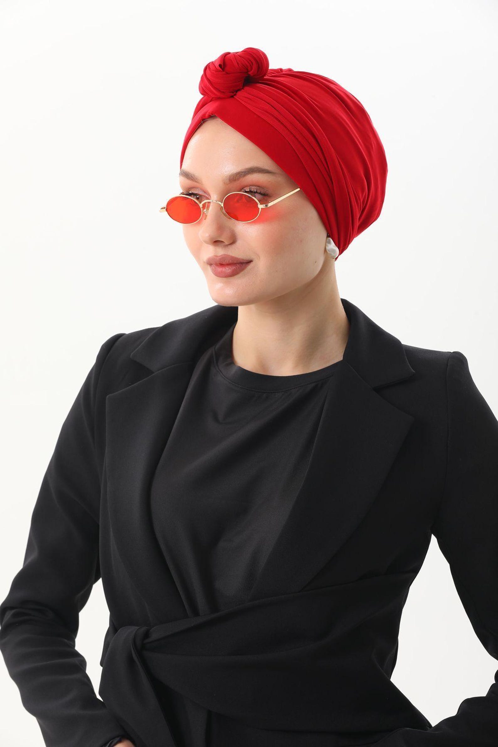 Long Red Wrap Turban Hijab for Women | Multi Style Sandy Fabric ...