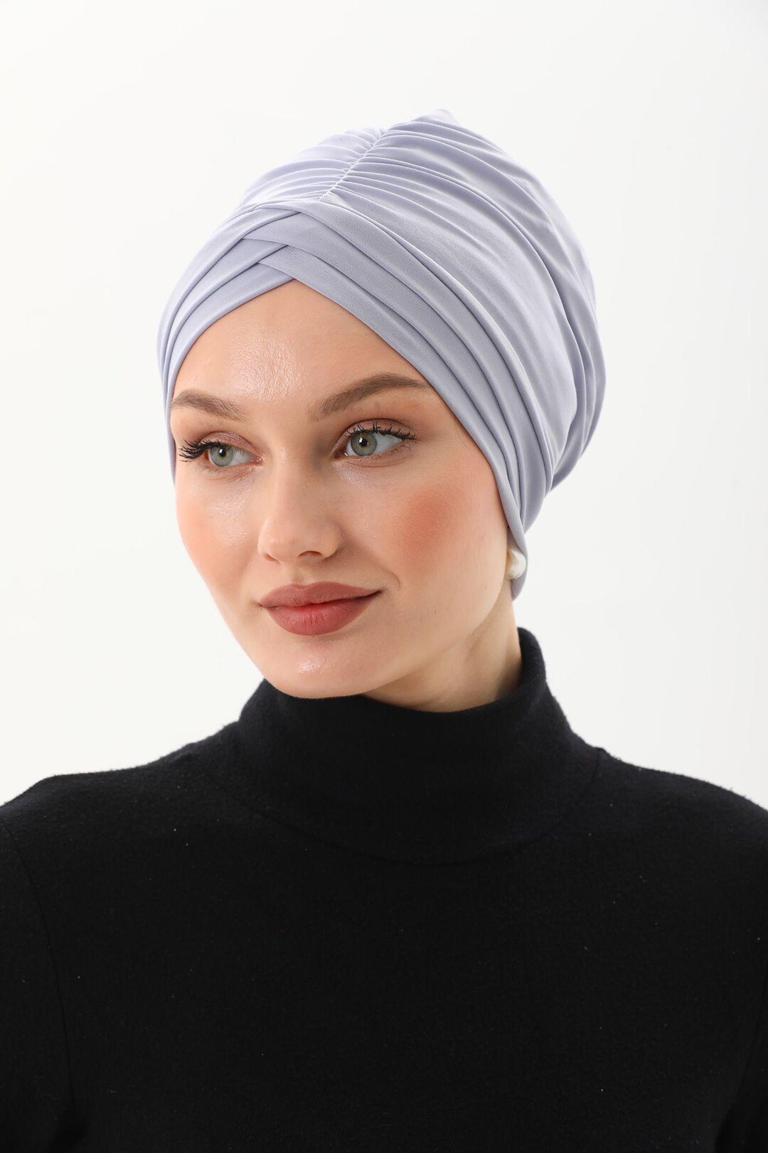 Handmade Grey Modest Turban Bonnet With Twist Front Design | Full ...