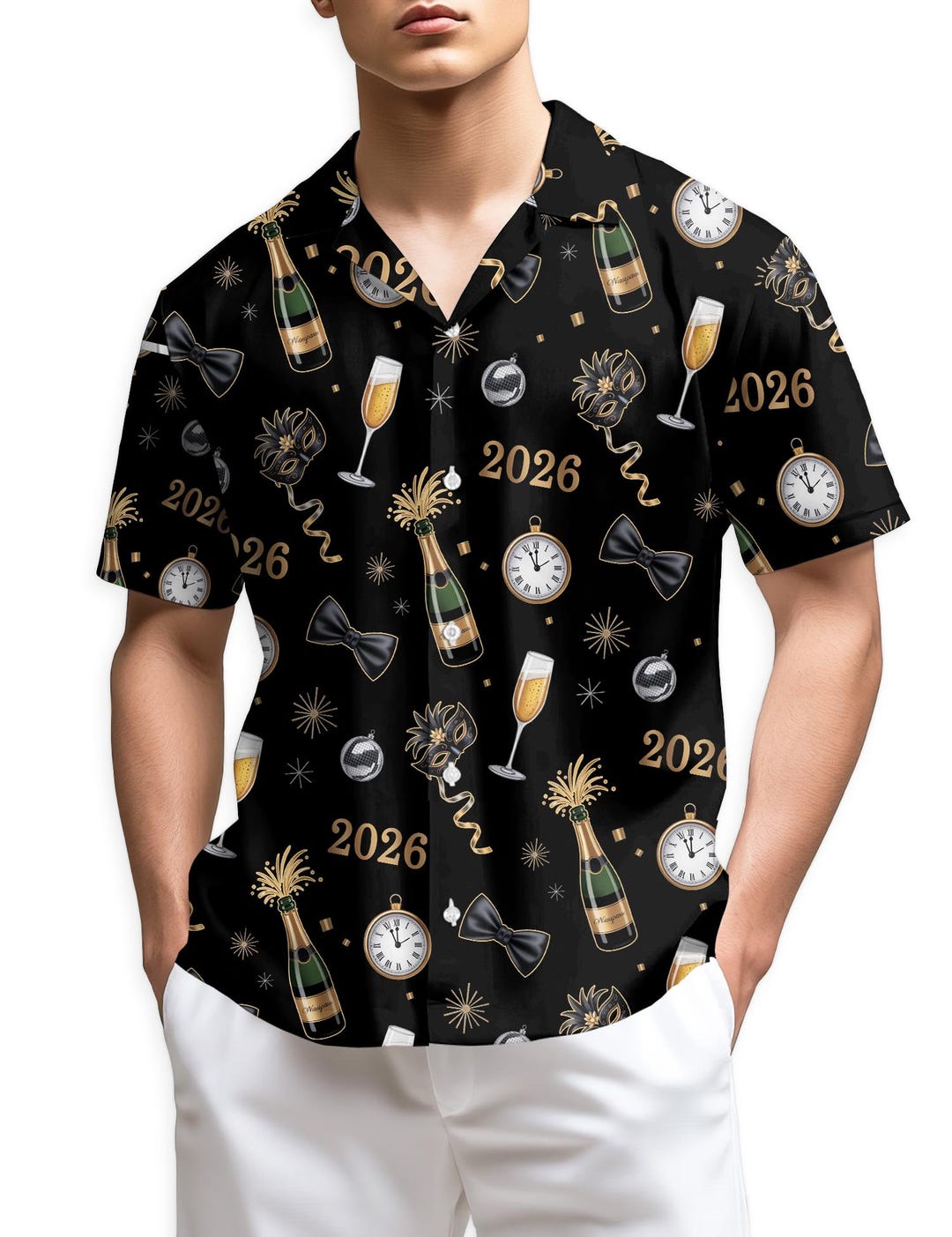 Happy New Year 2026 Hawaiian Shirt, New Year's Eve Aloha Top, Festive ...