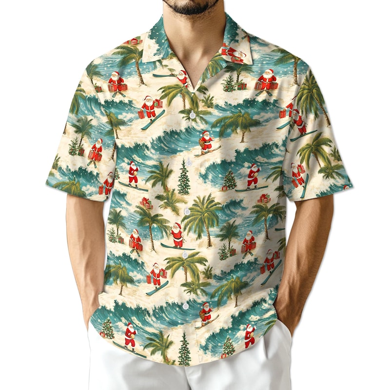 Mens Surfing Santa Shirt - Etsy