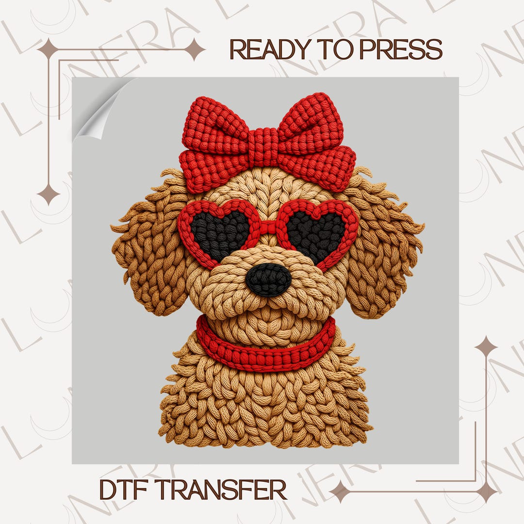 Yarn Crochet Dog Valentine's Day Dtf Transfer, Dogs DTF Prints ...