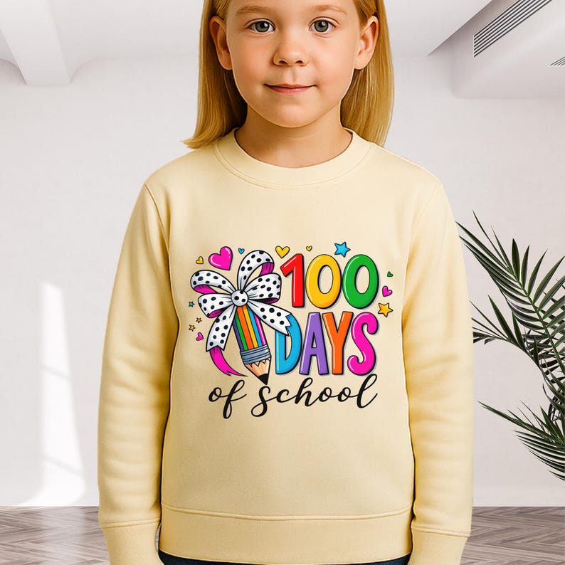 100 Day of School Colorful DTF Transfer, School Ready to Press, Retro ...