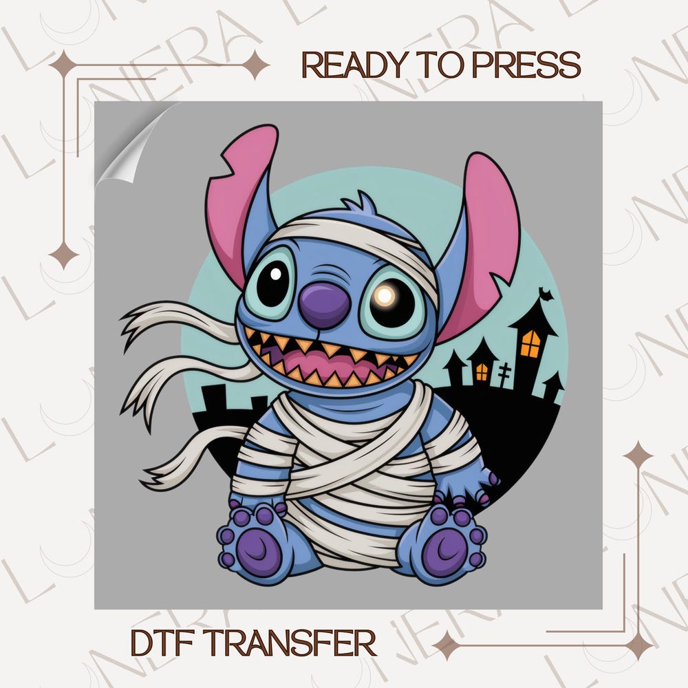 Stitch Disney Skid Halloween Dtf Transfers, Halloween Stitch Horror ...